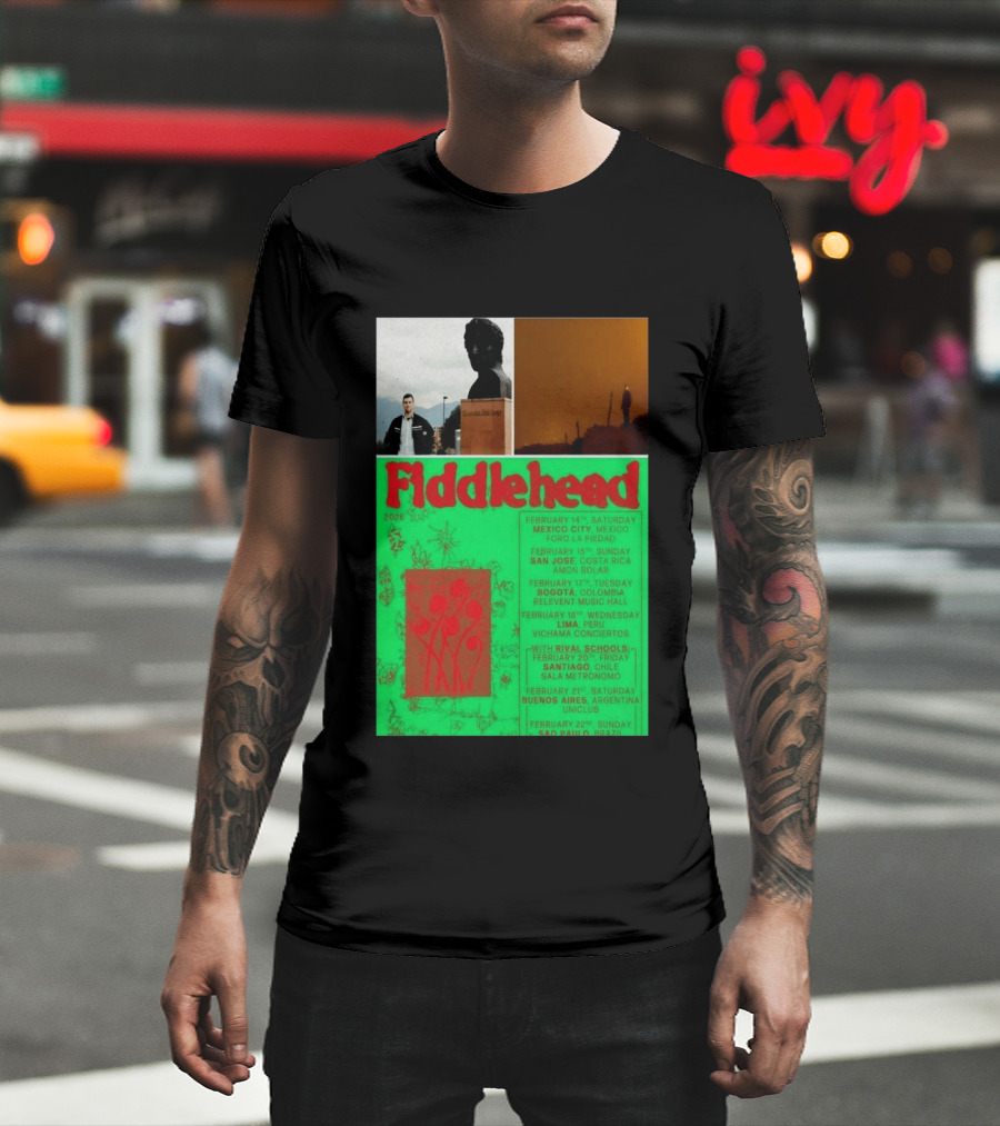 Fiddlehead February 2026 Shows Mexico City San Jose Bogota Lima Santiago Buenos Aires São Paulo T-Shirt