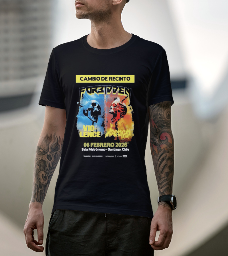 Forbidden Vio Lence Venom Inc Cambio De Recinto 6 Febrero 2026 Santiago Chile T-Shirt
