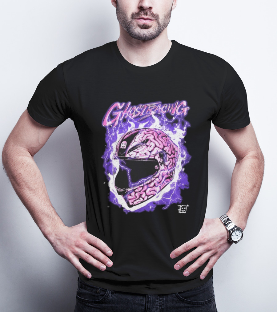 Ghost Racing Purple Brain Helmet Lightning Explosion T-Shirt