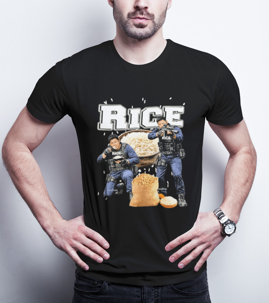Rice Police Action Squad With Officers And Rice Bags T-Shirt