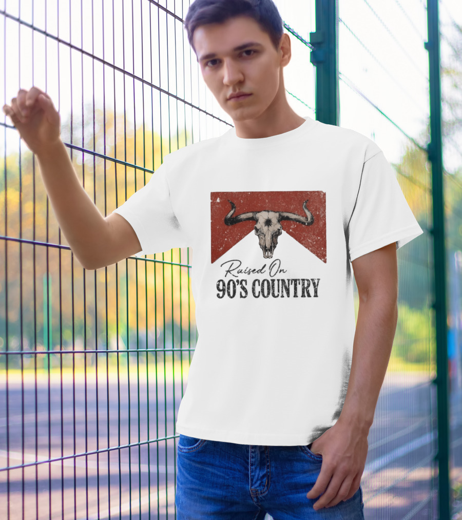 Bull Skull Marlboro Raised On 90's Country T-Shirt