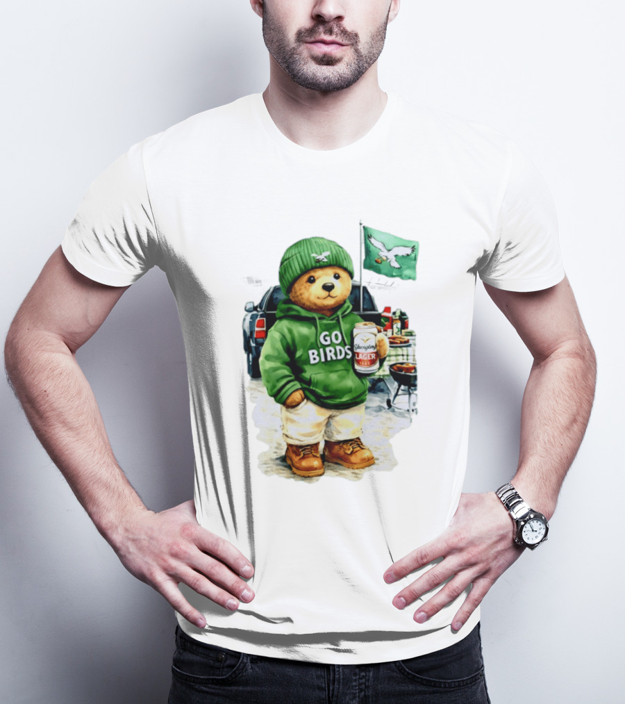 Tailgating Bear Go Birds Eagle Lager Football Fan Party T-Shirt
