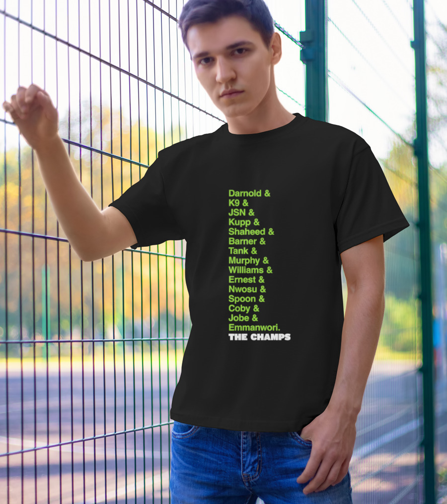 Bamold PG JSN Hugz Seattle Seahawks Champs List Bennet Murphy Williams Emanwori Football T-Shirt