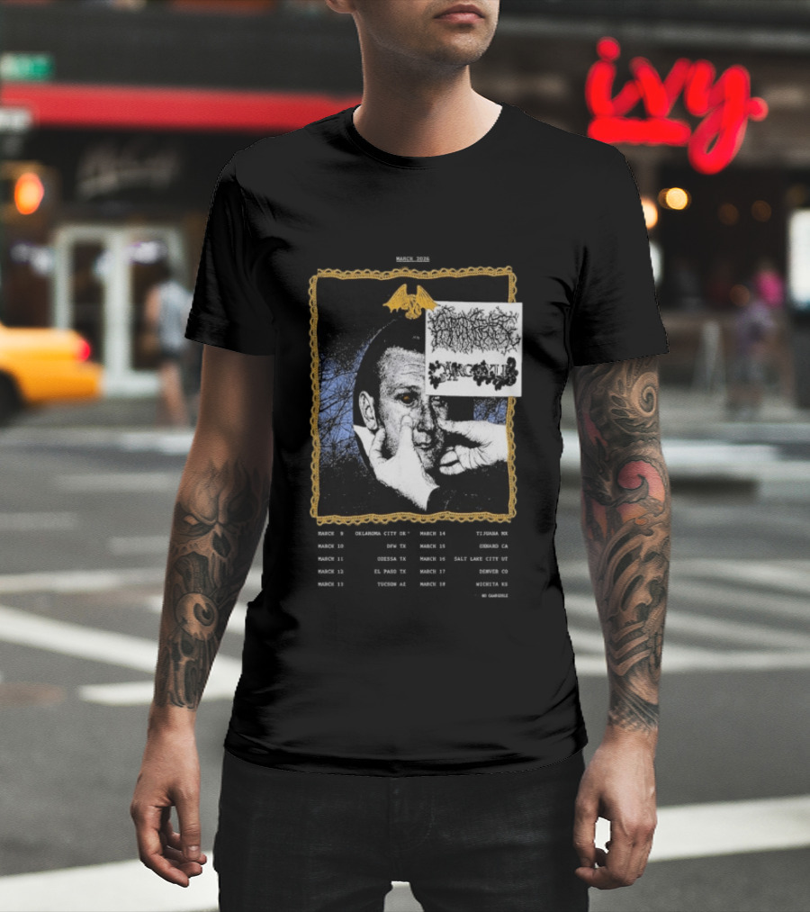 Primitive Rage Tour March 2026 Cold World Sacred Cowboys Woodchuck Hattiesburg Mississippi T-Shirt