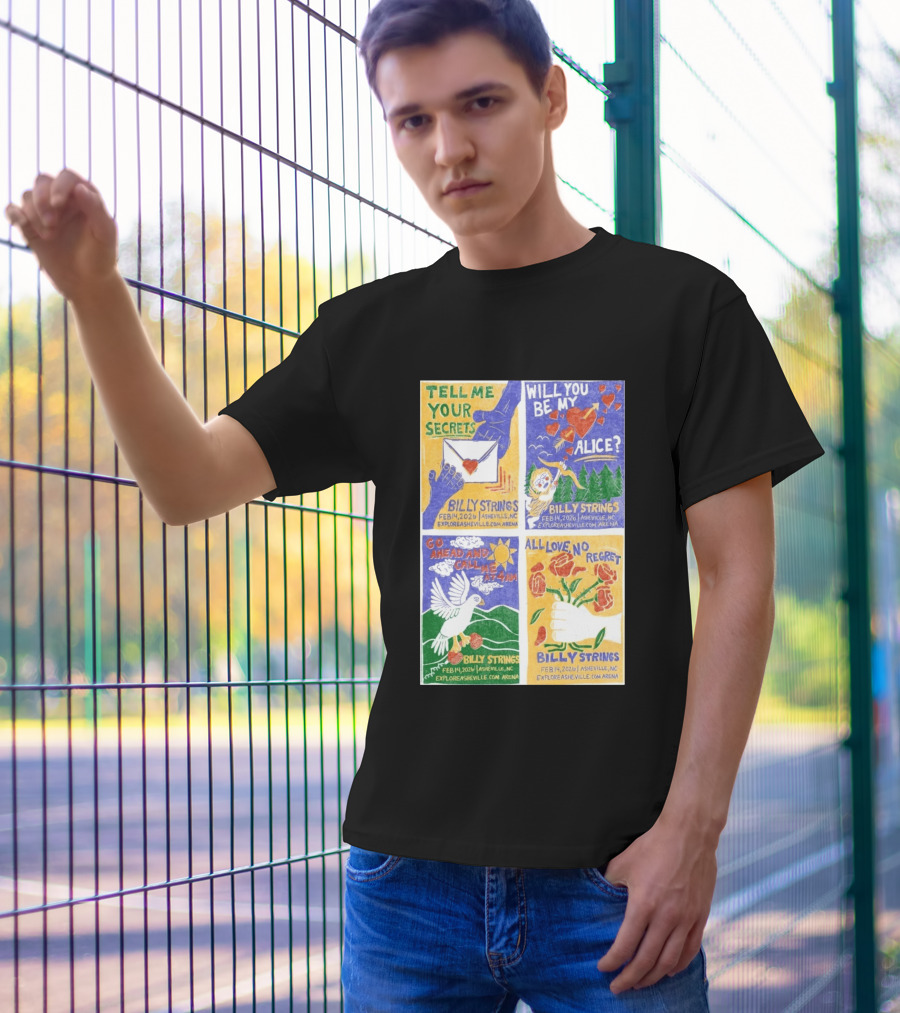 Billy Strings Tell Me Your Secrets Asheville NC February 14 2026 Explore Asheville Arena T-Shirt