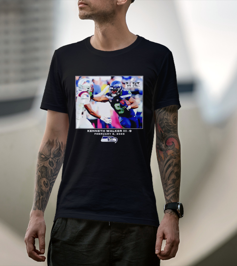 Kenneth Walker III Seattle Seahawks Super Bowl LIX Football 2026 T-Shirt