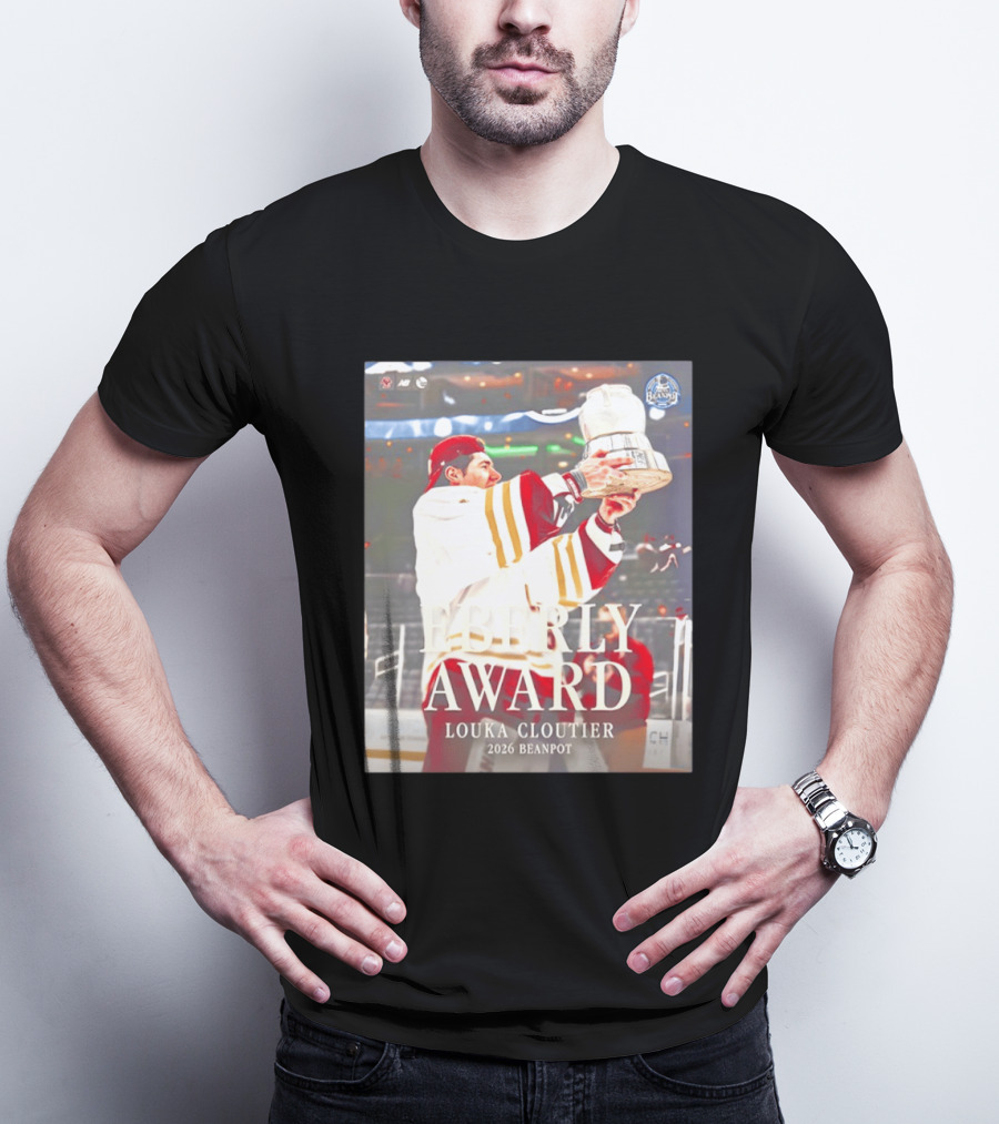 Eberly Award Louka Cloutier 2026 Beanpot Champion Boston College Hockey T-Shirt