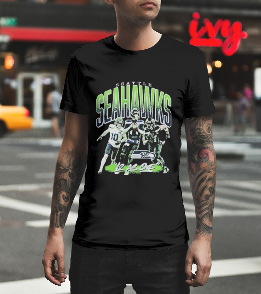Seattle Seahawks 12 As One Nike Black Loose Crewneck T-Shirt