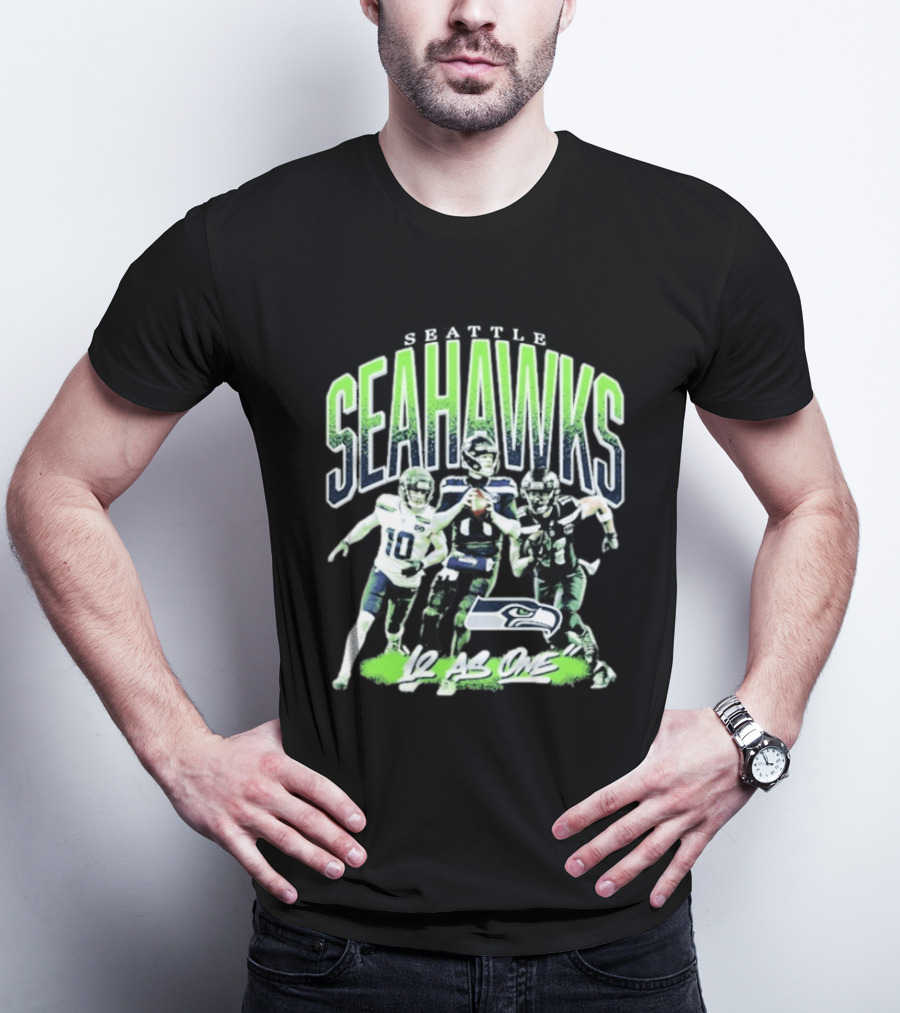 Seattle Seahawks 12 As One Nike Black Loose Crewneck T-Shirt