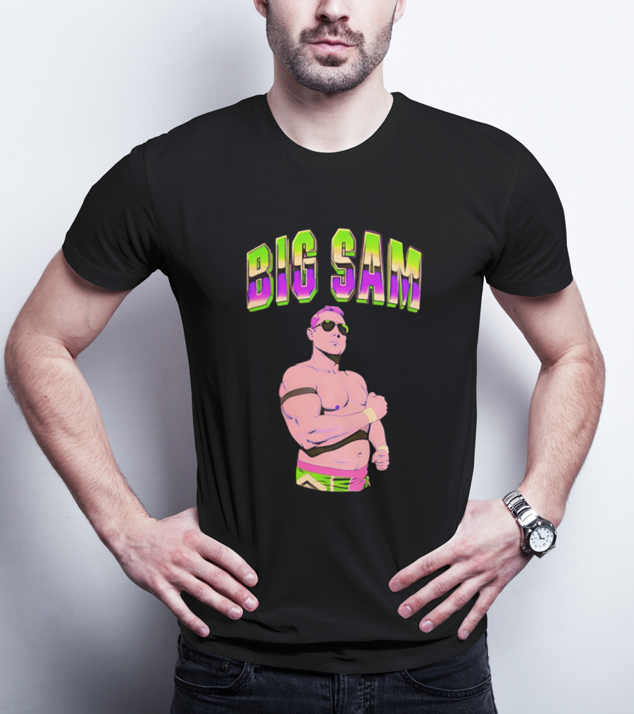 Big Sam Neon Aviators And Attitude Wrestling T-Shirt