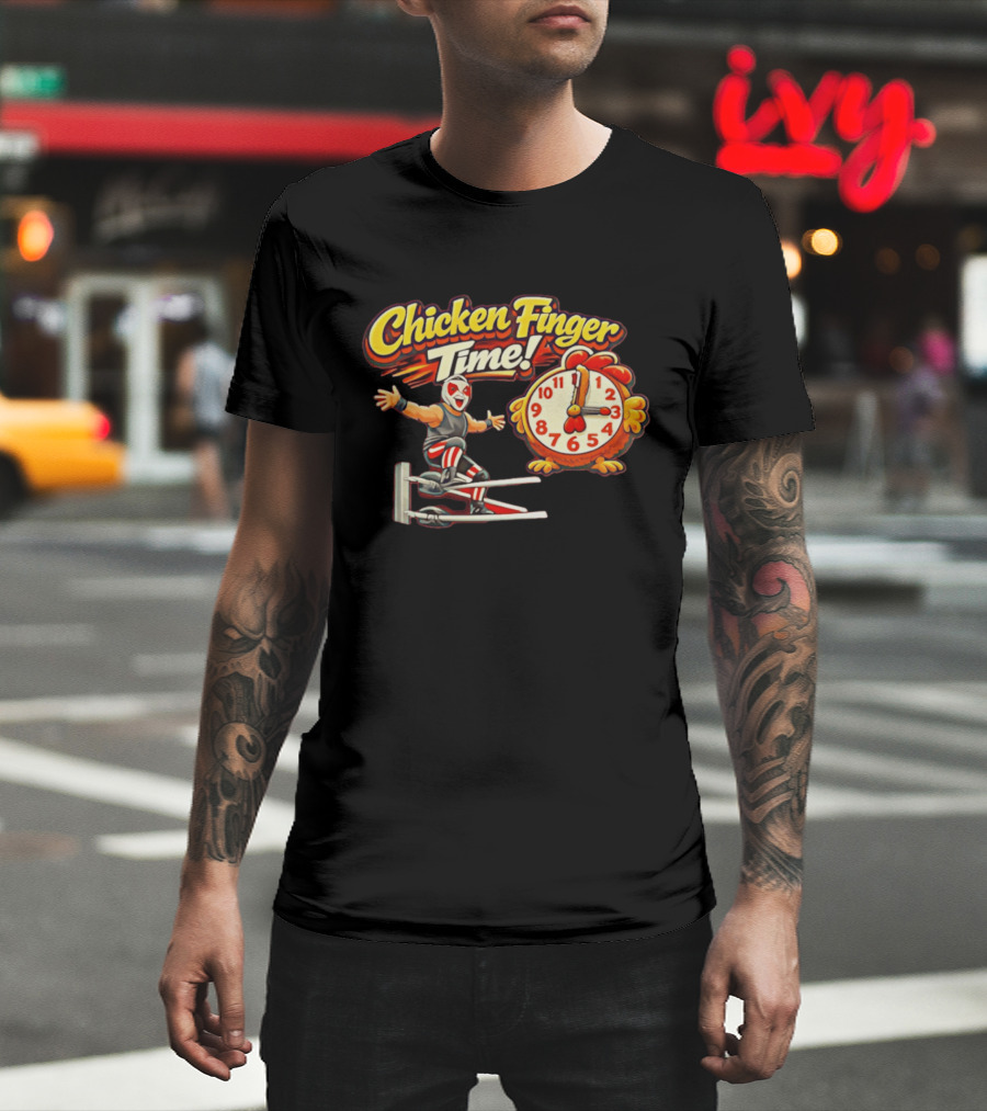 Chicken Finger Time Luchador Cartoon With Chicken T-Shirt