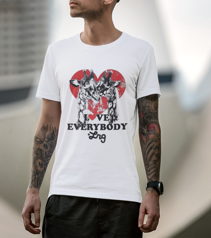 L R G Love Everybody Red Heart Giraffes T-Shirt