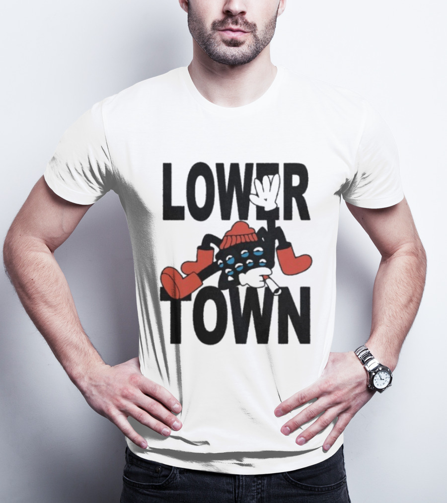 Lowertown Smokey Spider Cartoon Character With Boots And Beanie T-Shirt