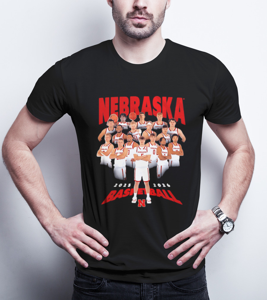 Nebraska 2025 2026 Basketball Team Collage T-Shirt