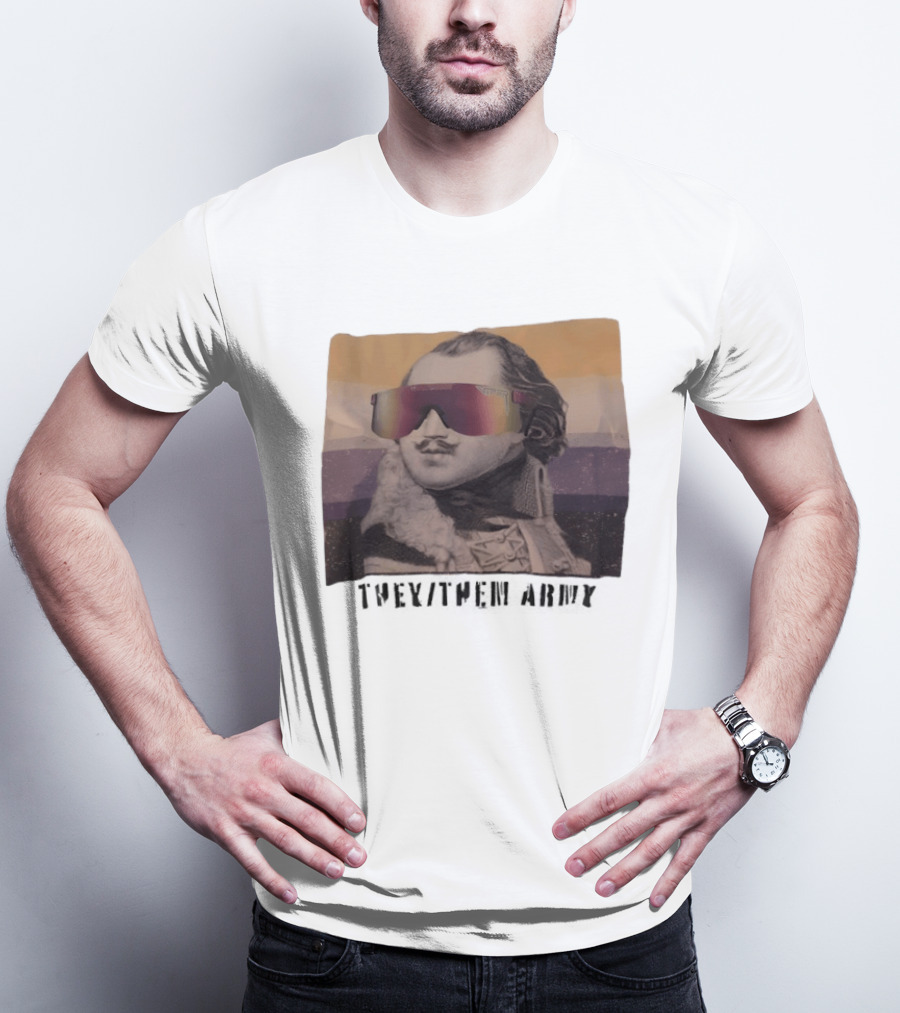 They Them Army Historical Figure Portrait With Sunglasses T-Shirt