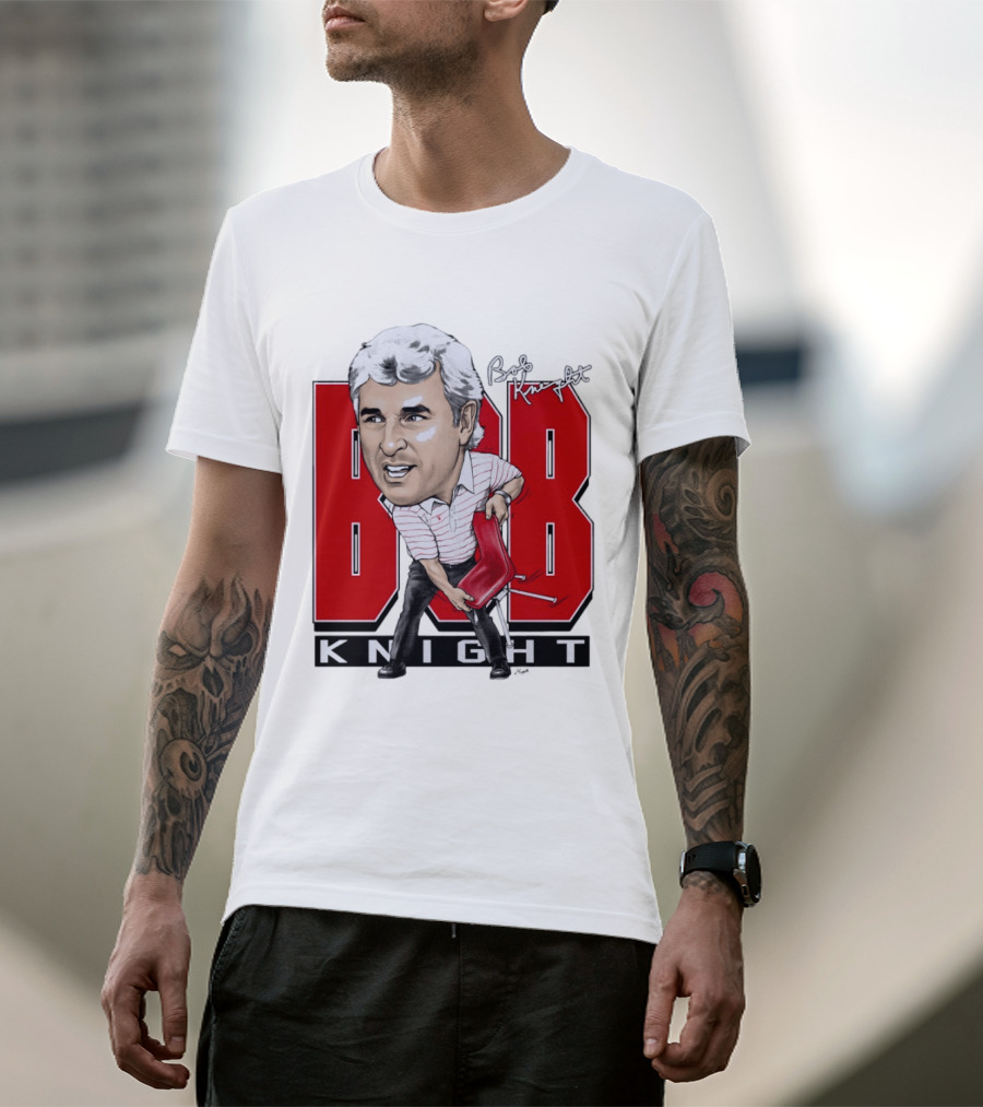 Bob Knight Chair Throw Caricature Signature Red Chair T-Shirt