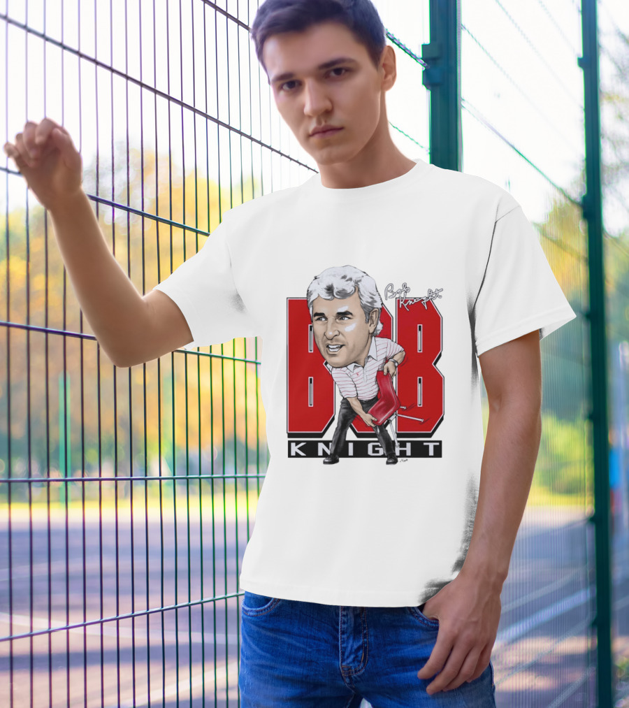 Bob Knight Chair Throw Caricature Signature Red Chair T-Shirt