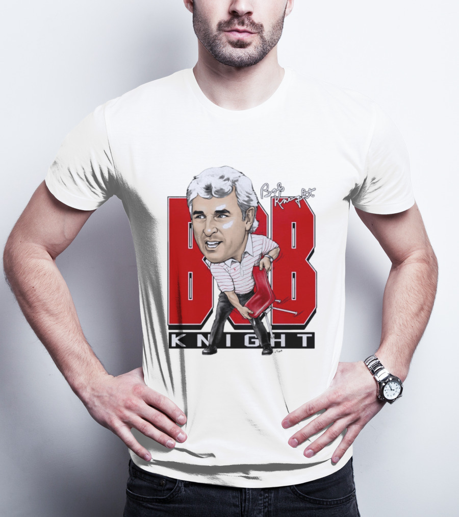 Bob Knight Chair Throw Caricature Signature Red Chair T-Shirt