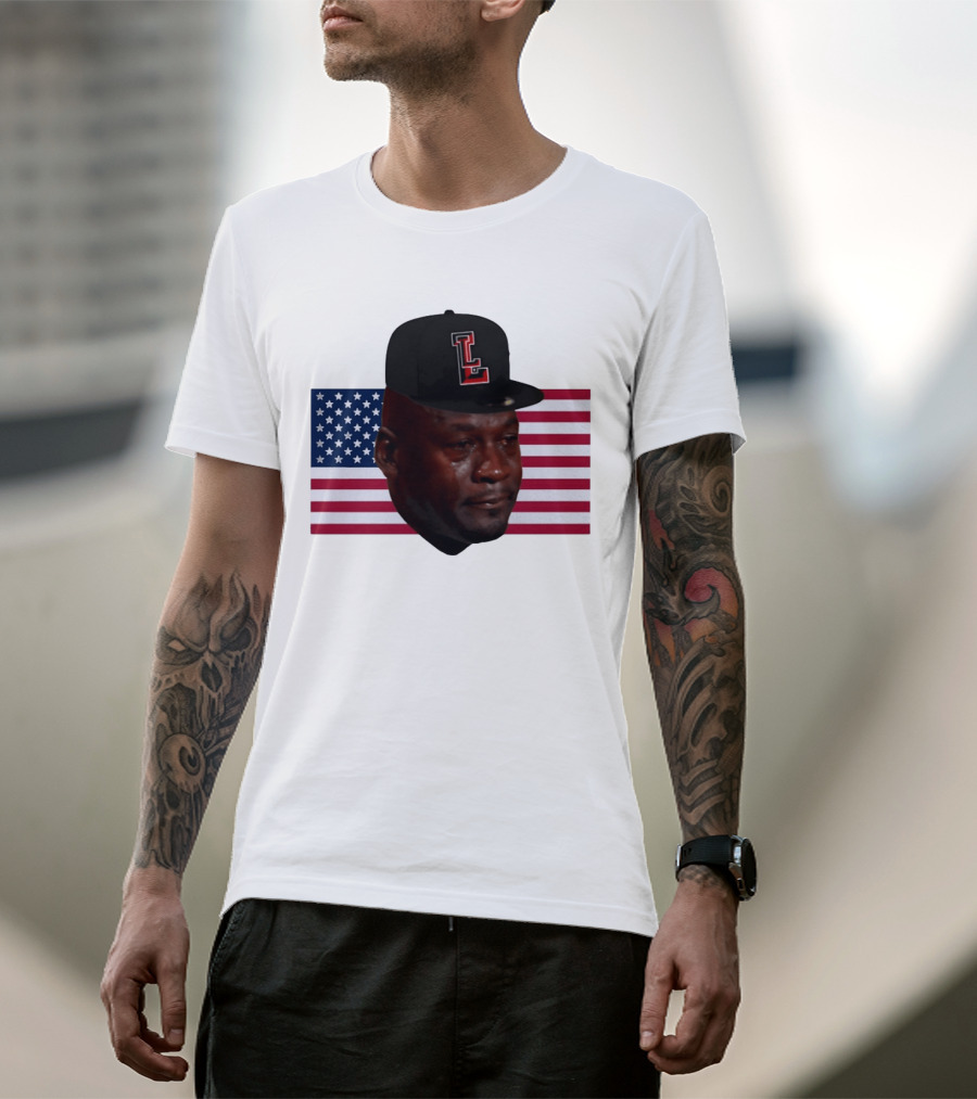 Crying Jordan Texas Tech Red Raiders USA Flag Iconic Meme Cap T-Shirt