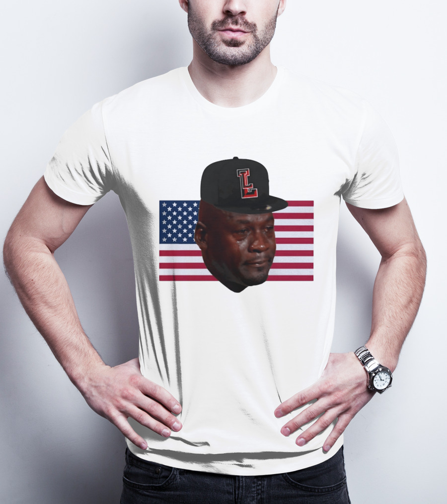 Crying Jordan Texas Tech Red Raiders USA Flag Iconic Meme Cap T-Shirt