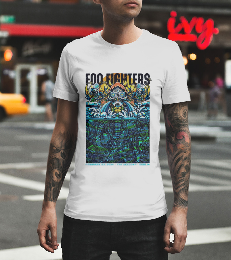 Foo Fighters Dublin 2026 Concert February 23 The Academy Venue Underwater Skeleton T-Shirt