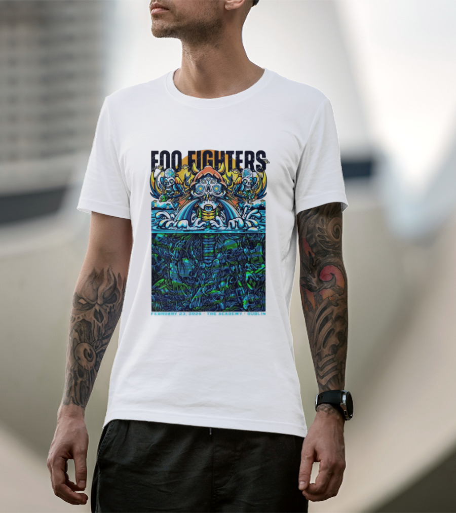 Foo Fighters Dublin 2026 Concert February 23 The Academy Venue Underwater Skeleton T-Shirt