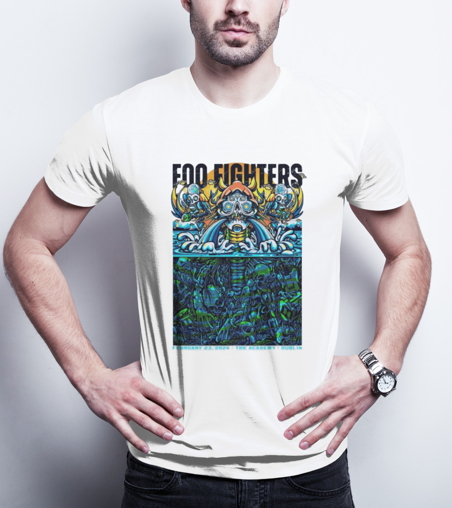 Foo Fighters Dublin 2026 Concert February 23 The Academy Venue Underwater Skeleton T-Shirt