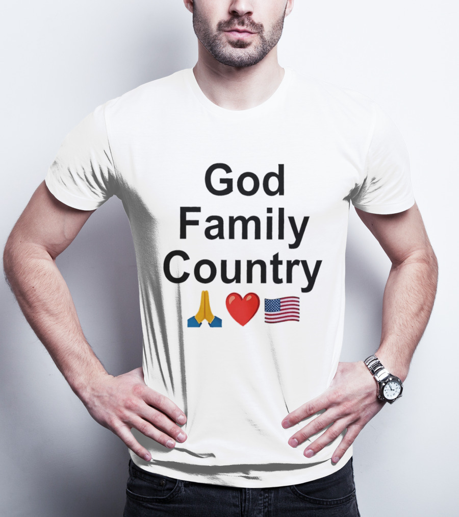 God Family Country Praying Hands Heart USA Flag T-Shirt