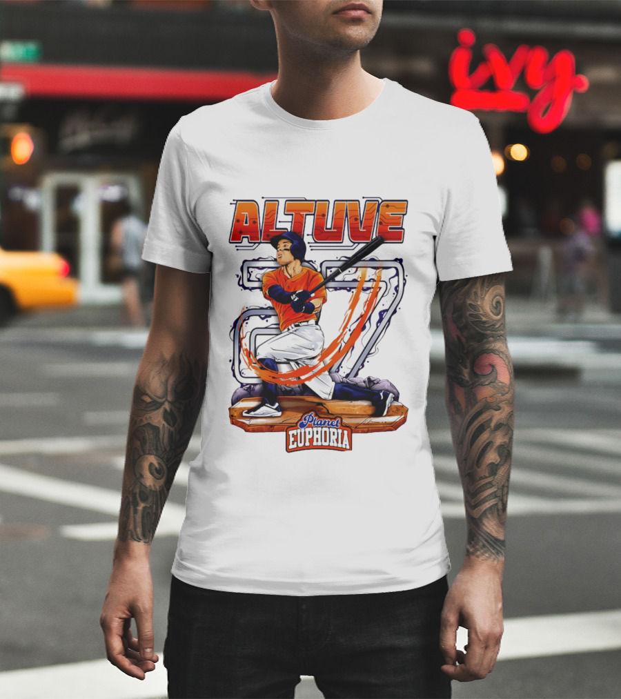 Altuve 27 Planet Euphoria Houston Astros Hand Drawn T-Shirt