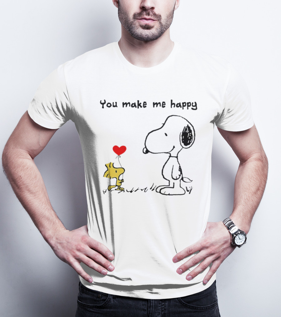 Snoopy Woodstock You Make Me Happy Heart Balloon T-Shirt