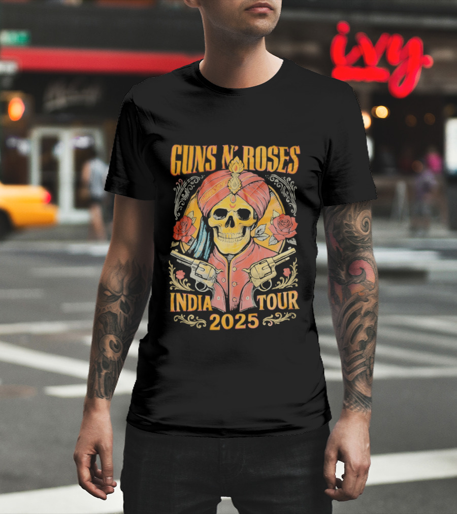 Guns N Roses Skeleton India Tour 2025 T-Shirt
