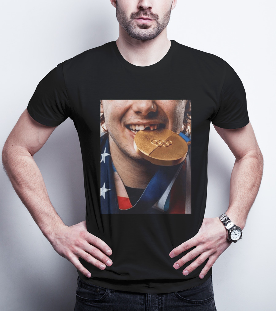 Jack Hughes Olympic Triumph 2026 USA Hockey Shattered Smile Golden Medal T-Shirt