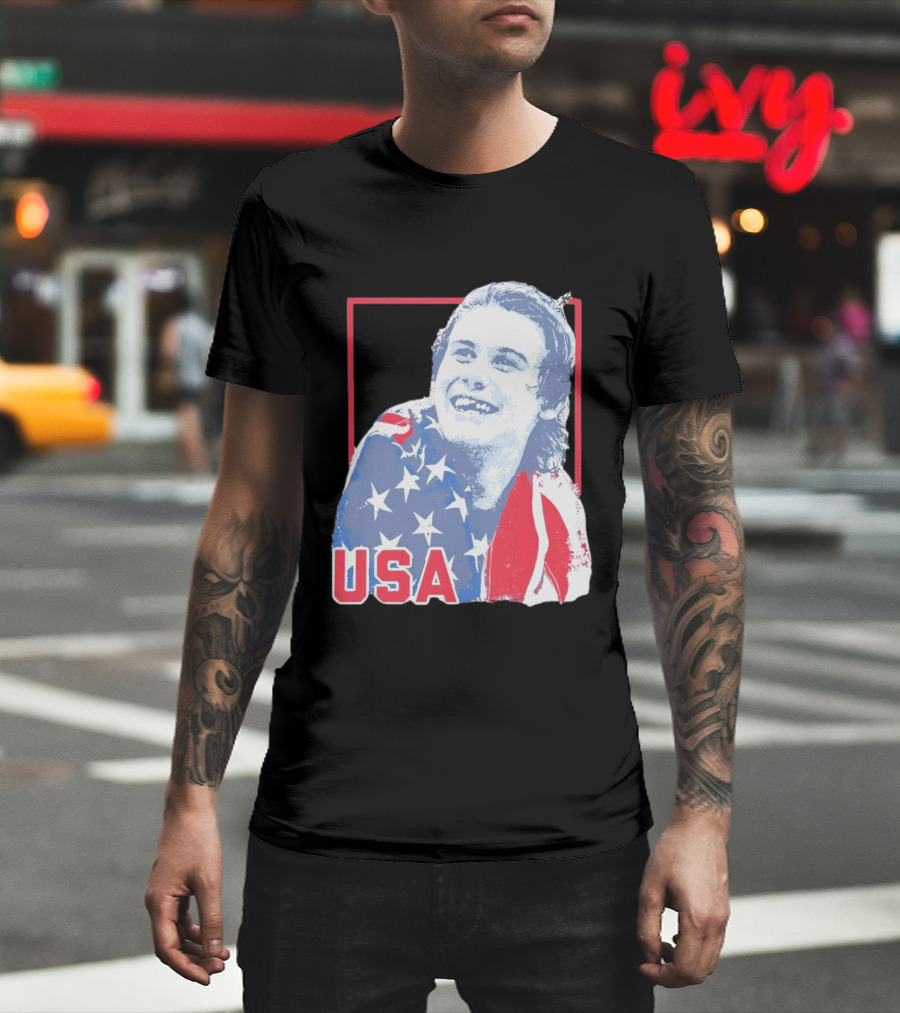 Jack Hughes USA Flag 2026 Hockey T-Shirt