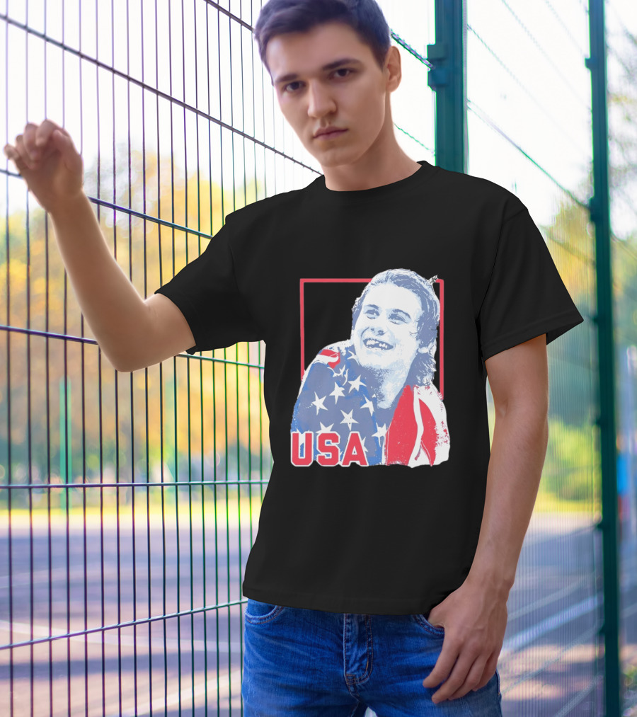 Jack Hughes USA Flag 2026 Hockey T-Shirt
