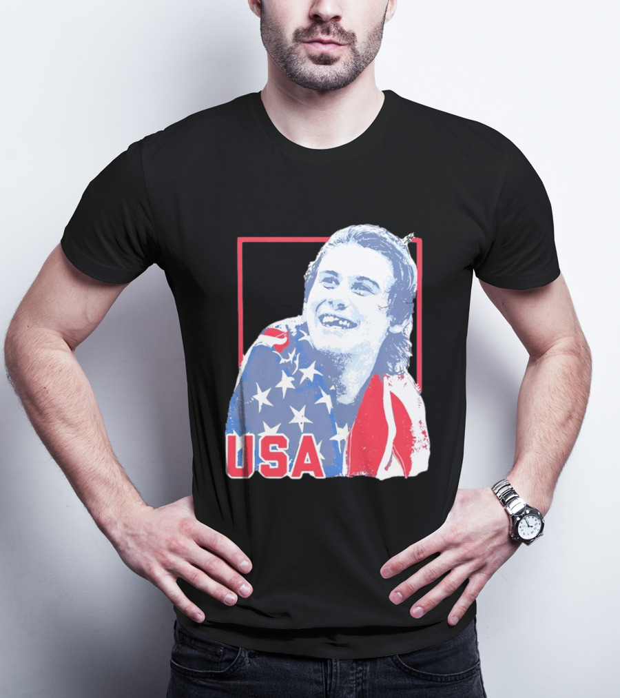 Jack Hughes USA Flag 2026 Hockey T-Shirt