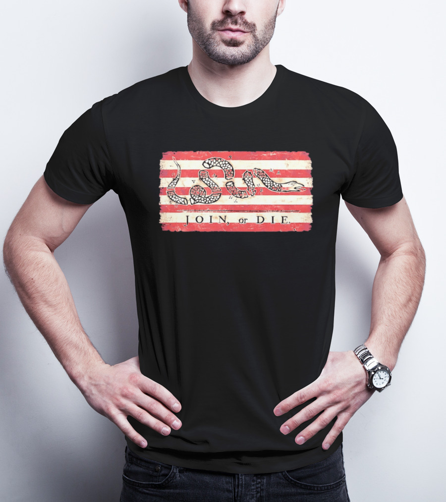 Join Or Die Snake Flag Benjamin Franklin Historical T-Shirt