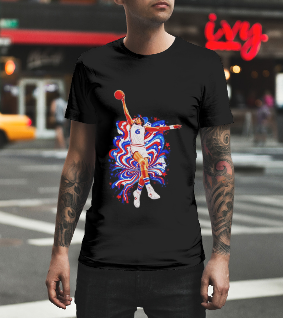 Philadelphia 76ers Julius Erving Dr. J Phunkadelic Slam Dunk T-Shirt