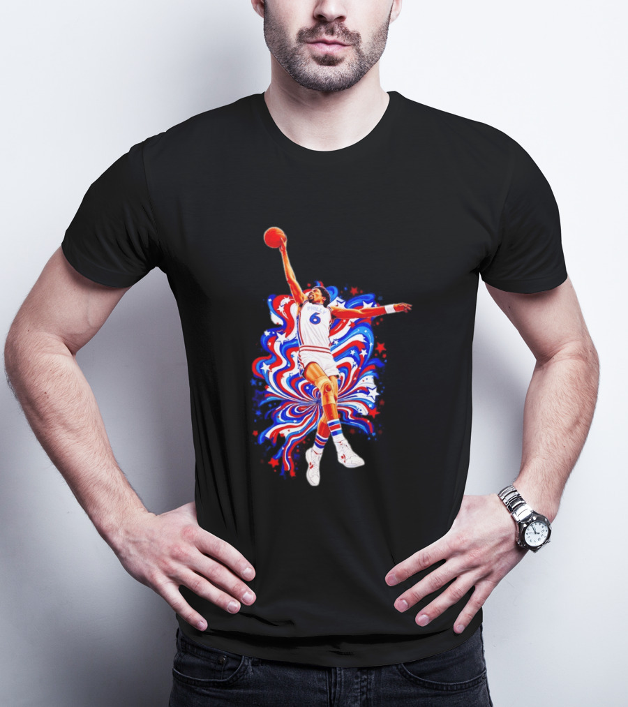 Philadelphia 76ers Julius Erving Dr. J Phunkadelic Slam Dunk T-Shirt