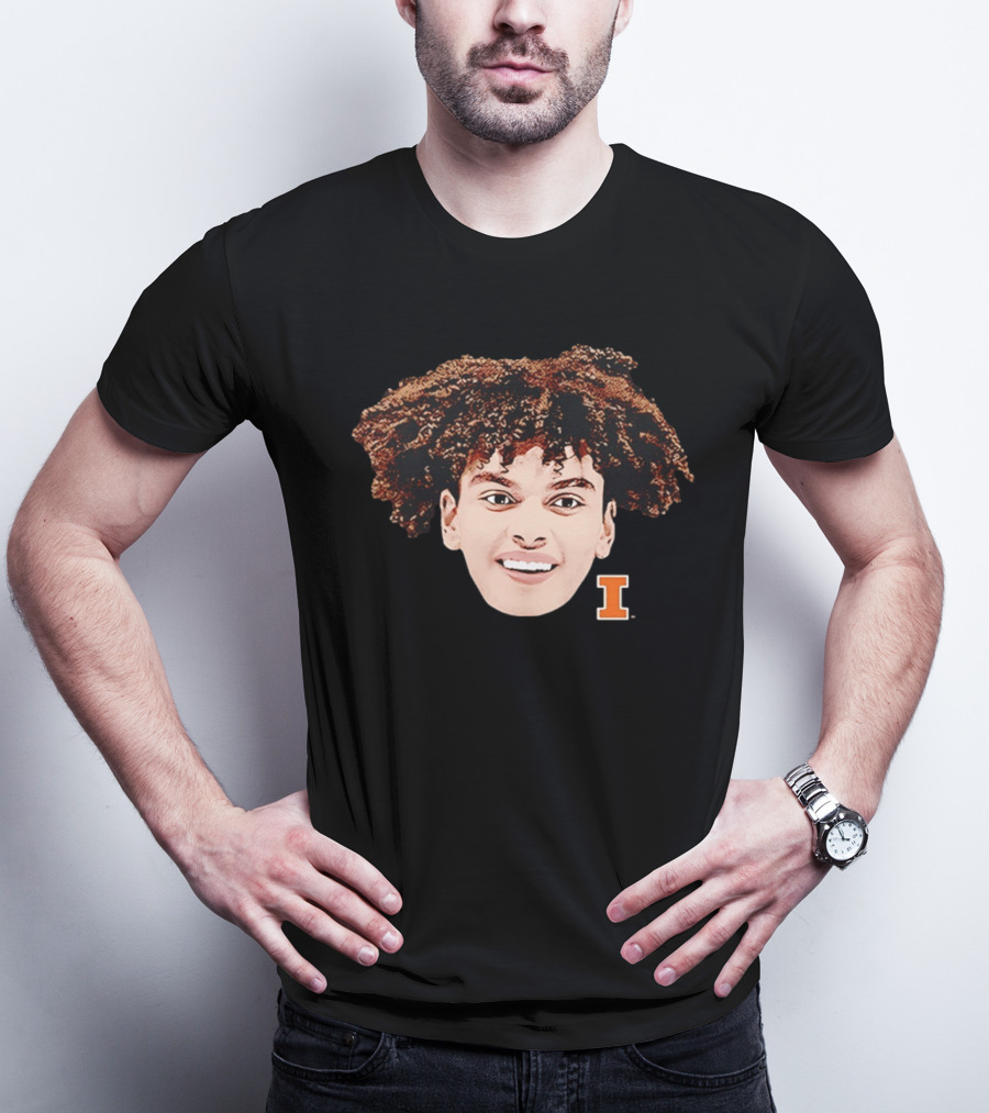 Keaton Wagler Big Face Illinois Fighting Illini Basketball Fan T-Shirt