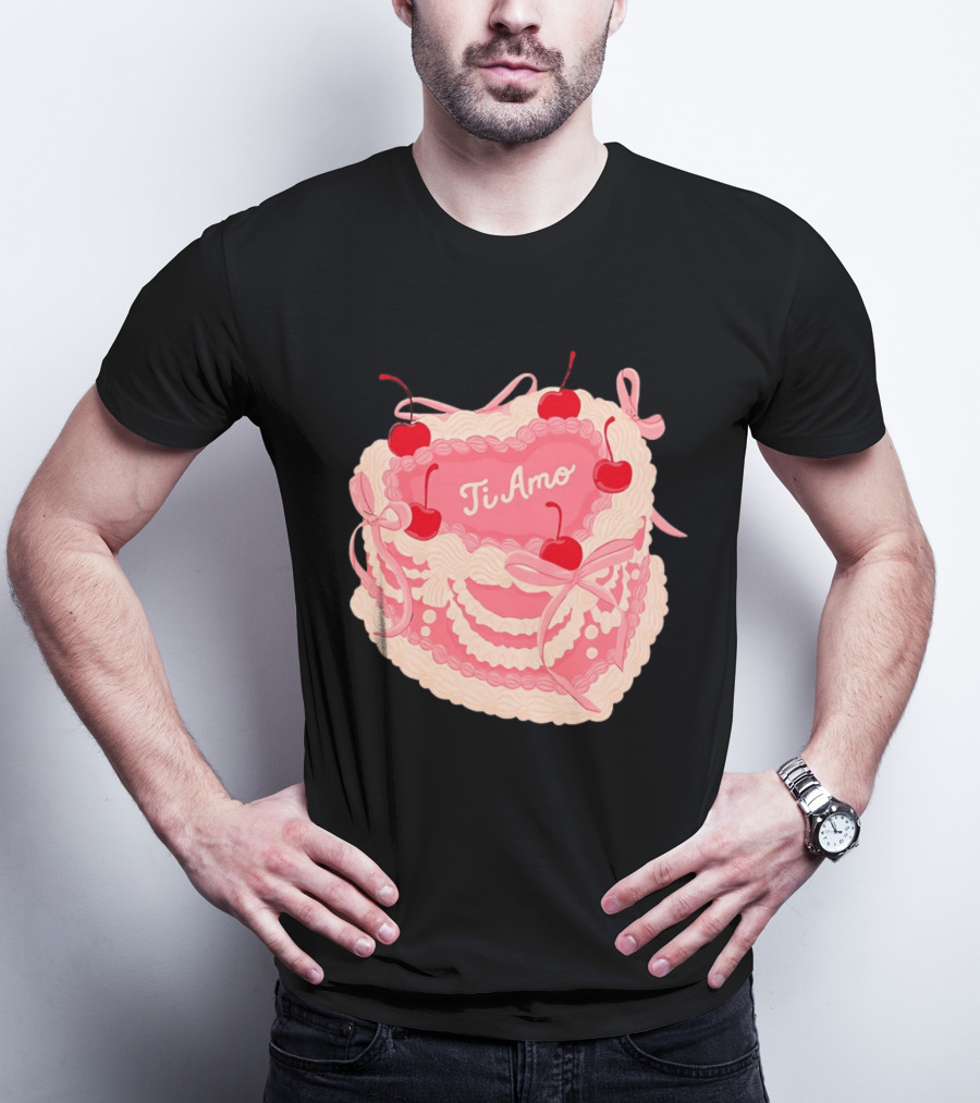 Ti Amo Heart Cake With Cherries And Bows T-Shirt
