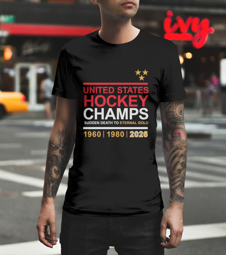 United States Hockey Champs Sudden Death To Eternal Gold 1960 1980 2026 T-Shirt