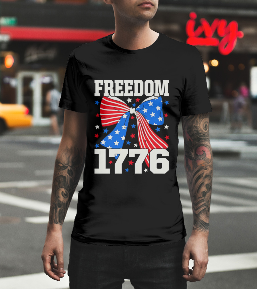 Freedom 1776 Patriotic Bow American Stars And Stripes T-Shirt
