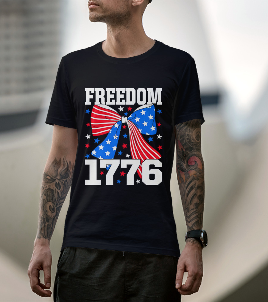 Freedom 1776 Patriotic Bow American Stars And Stripes T-Shirt