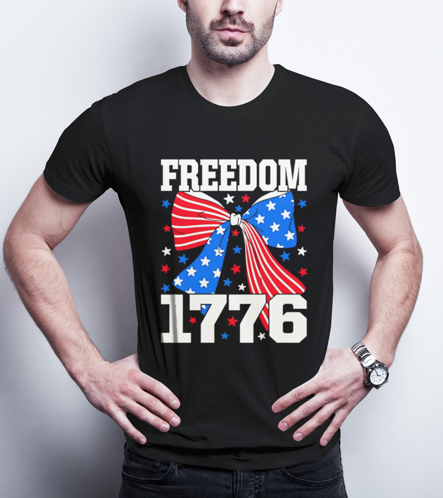 Freedom 1776 Patriotic Bow American Stars And Stripes T-Shirt