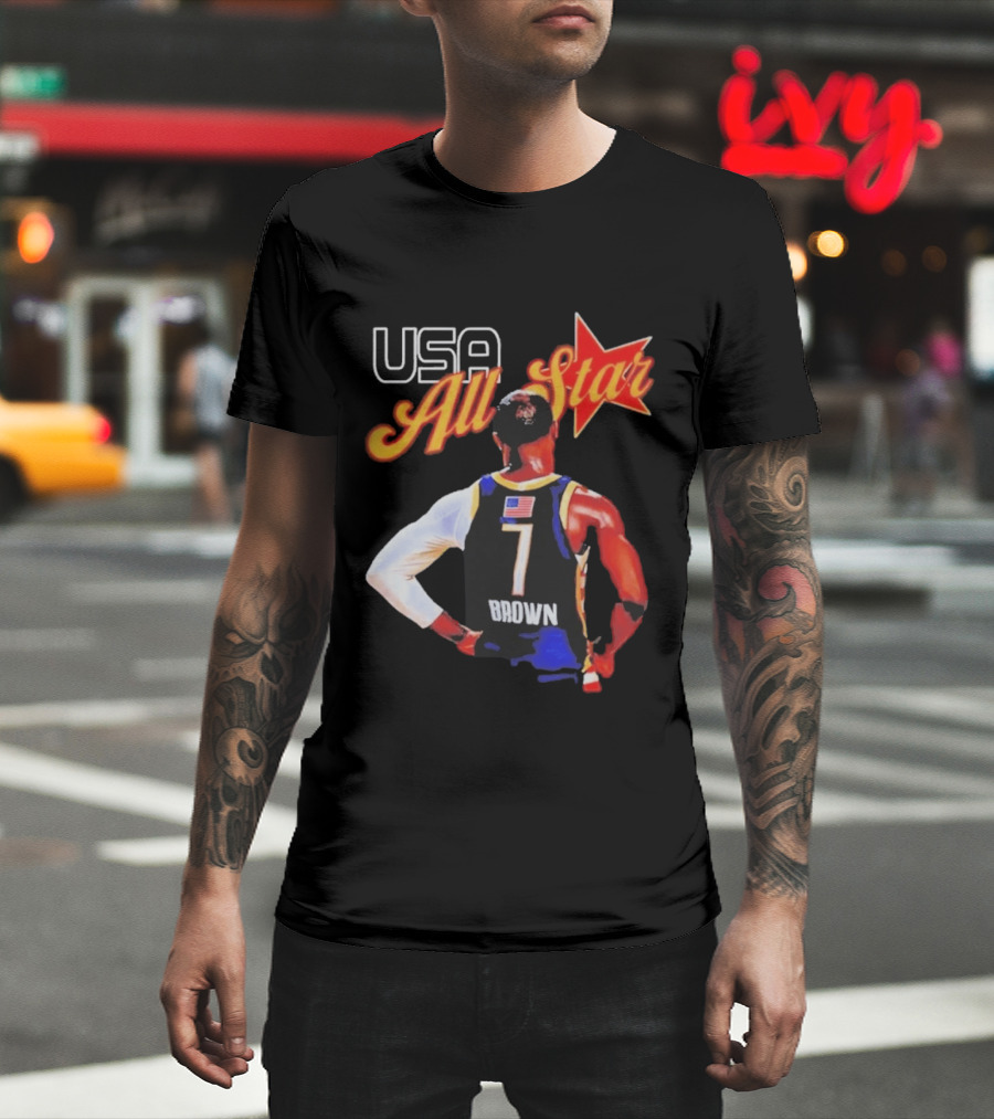 USA All Star 7 Brown Jersey 5X Champion JB T-Shirt