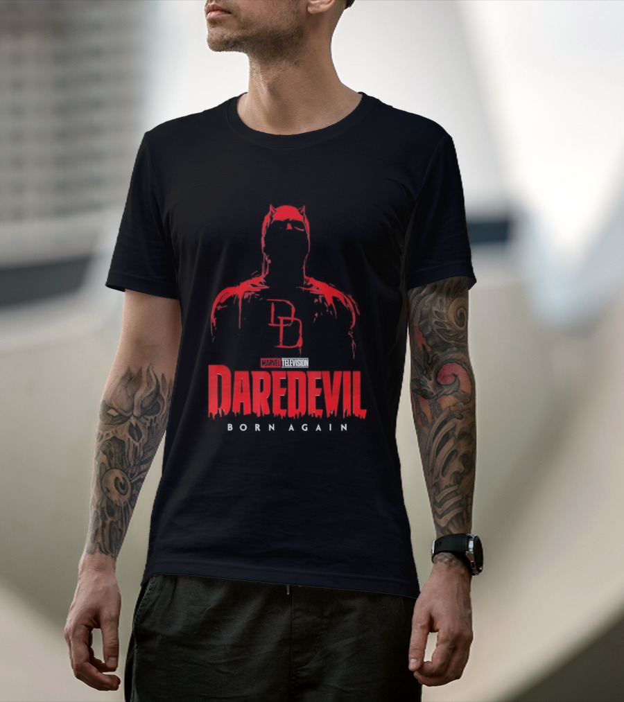 Marvel Daredevil Born Again DD Silhouette Red T-Shirt