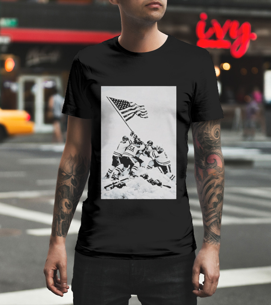 USA Hockey Celebration American Flag Olympic Milano Cortina 2026 T-Shirt