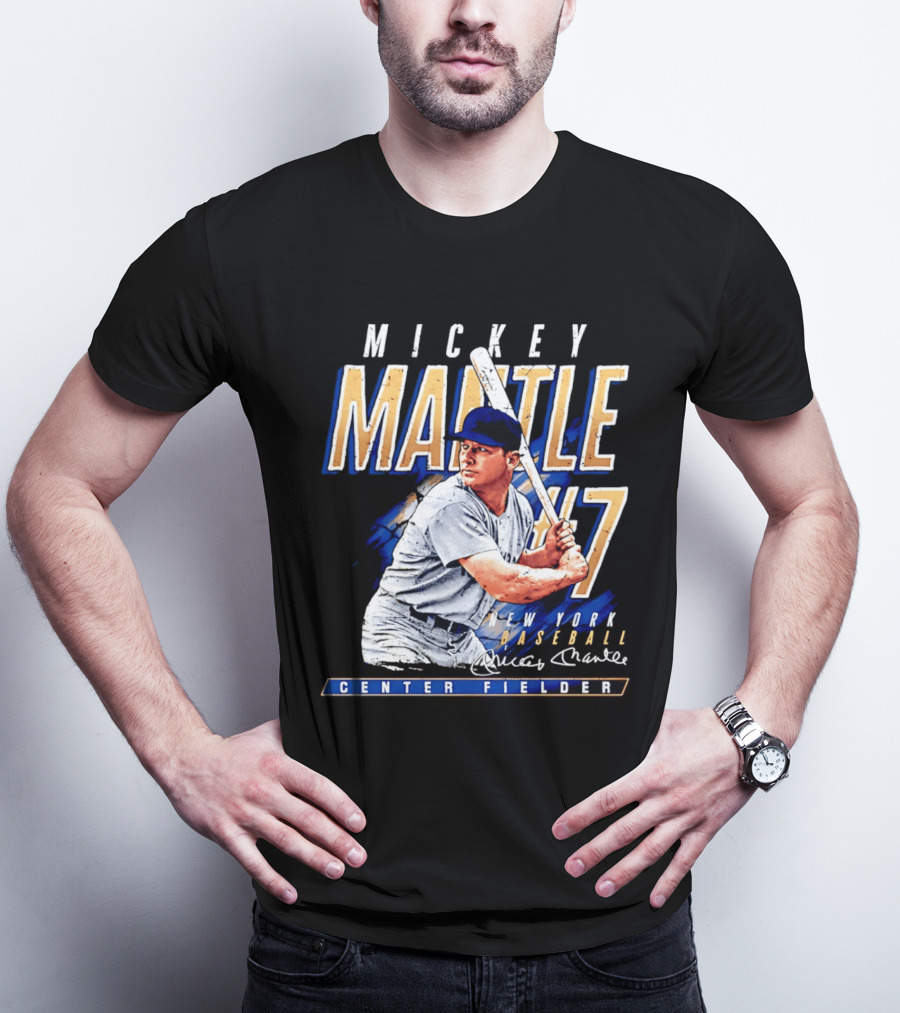 Mickey Mantle 7 New York Baseball Center Fielder T-Shirt
