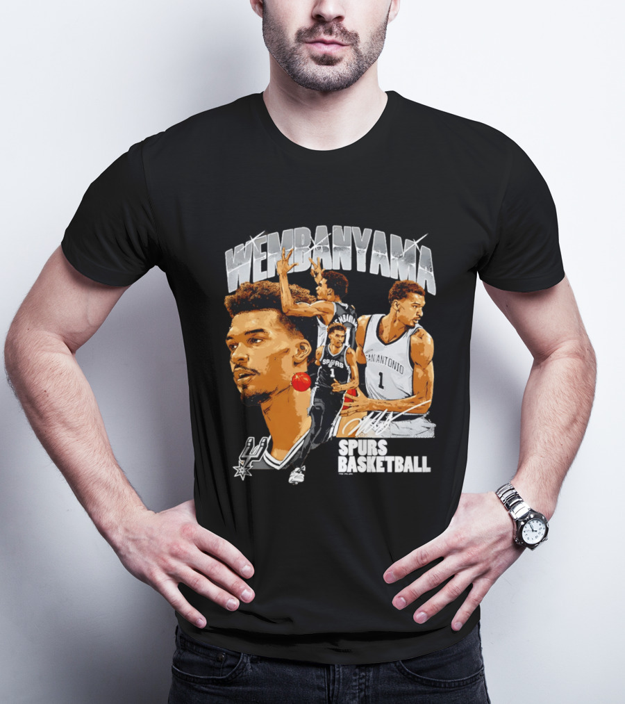 Wembanyama Spurs Basketball San Antonio Player Collage T-Shirt