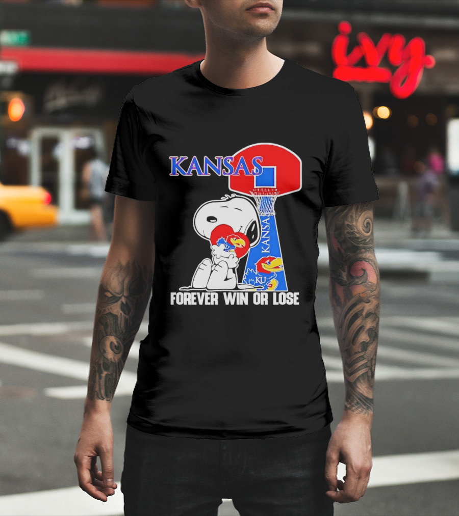 Kansas Jayhawks Basketball Snoopy Forever Win Or Lose T-Shirt
